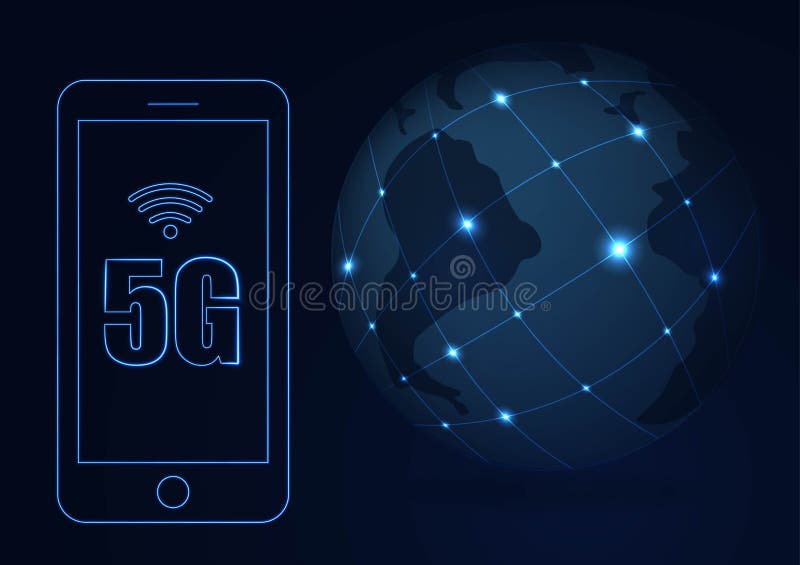 Vector Abstract 5G New Wireless Internet Connection Background. Global ...