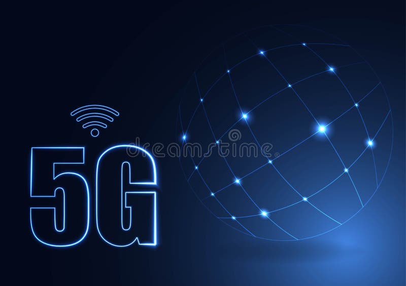 Vector Abstract 5G New Wireless Internet Connection Background. Global ...