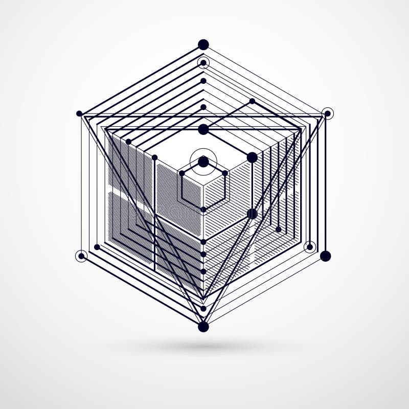 Vector of Abstract Geometric 3D Cube Pattern and Black and White ...