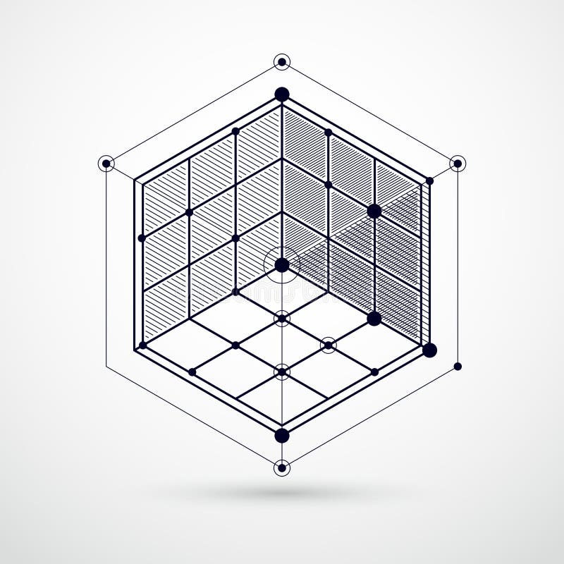 Vector of Abstract Geometric 3D Cube Pattern and Black and White ...