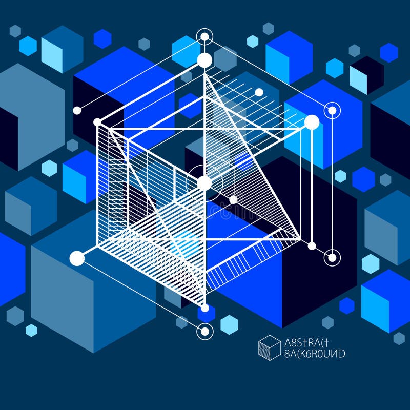Vector of Abstract Geometric 3D Cube Pattern and Dark Blue Background ...