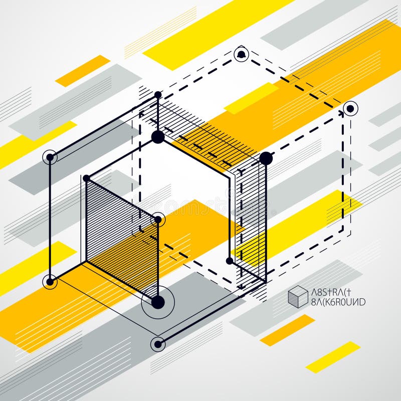 Vector of Abstract Geometric 3D Cube Pattern and Yellow Background ...