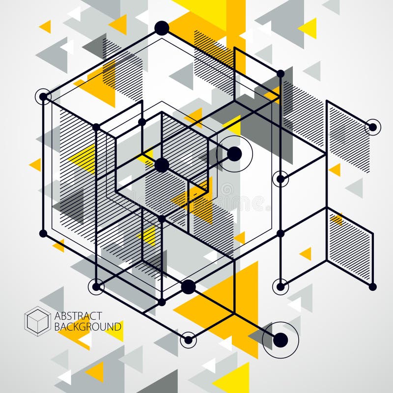 Vector of Abstract Geometric 3D Cube Pattern and Yellow Background ...