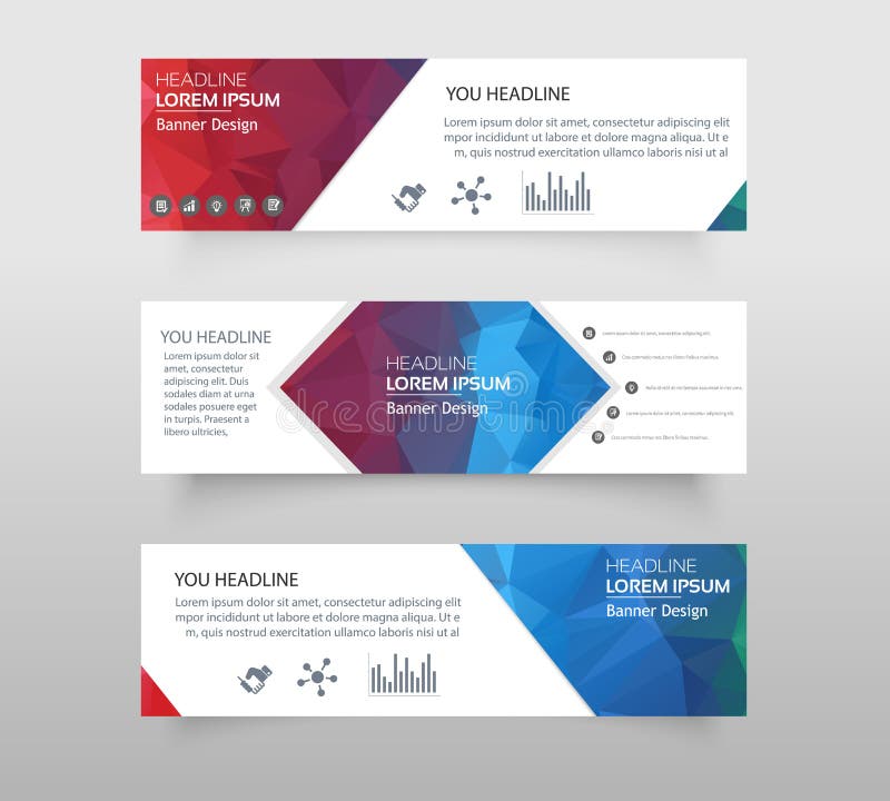 Vector Abstract Geometric Design Banner Web Template. Web Banner Modern Low Polygon Set ...