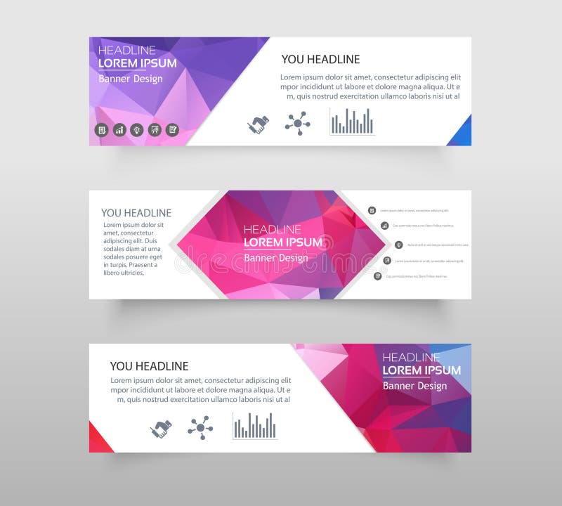 Vector Abstract Geometric Design Banner Web Template. Web Banner Modern Low Polygon Set ...
