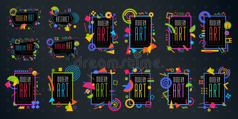 Vector Abstract Geometric Dynamic Pattern Frame Modern Art Design Stock ...