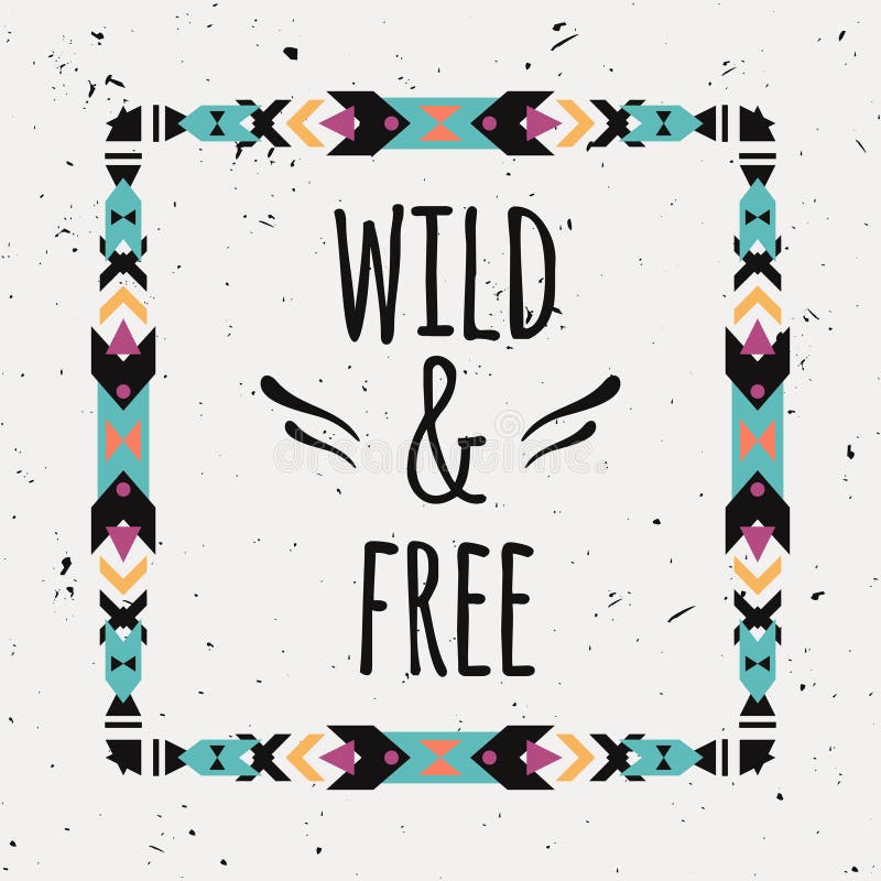 Vector Abstract Geometric Ethnic Frame with Typographic Text Stock ...
