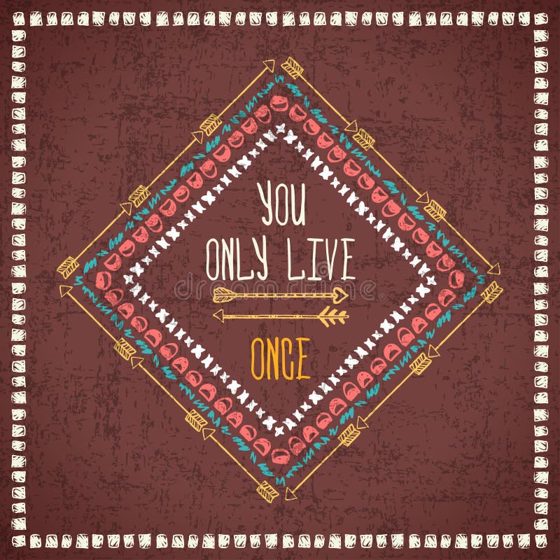 Vector Abstract Geometric Ethnic Frame with Typographic Text Stock ...