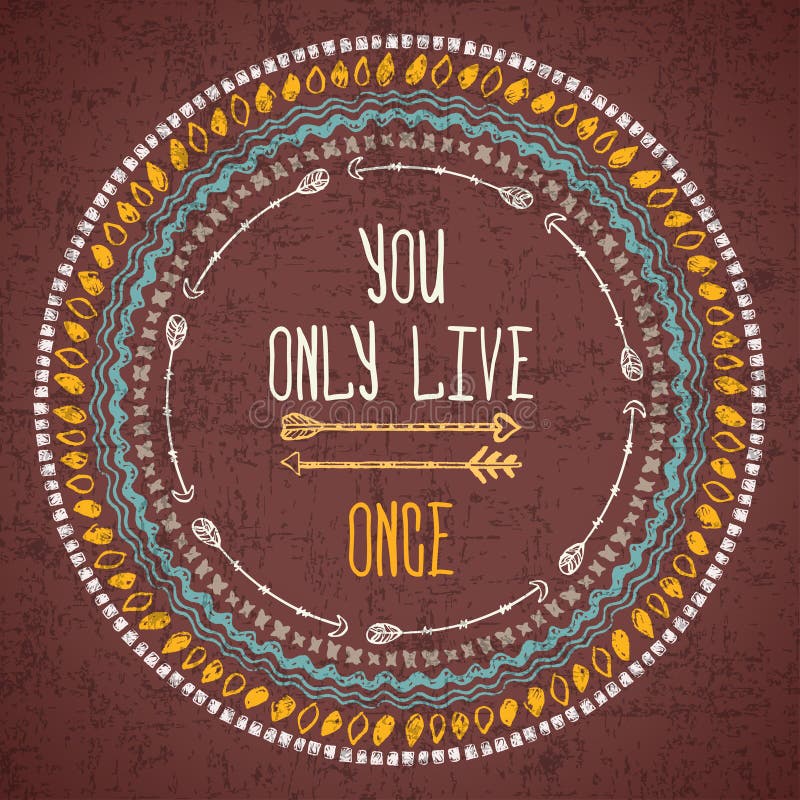 Vector Abstract Geometric Ethnic Frame with Typographic Text Stock ...