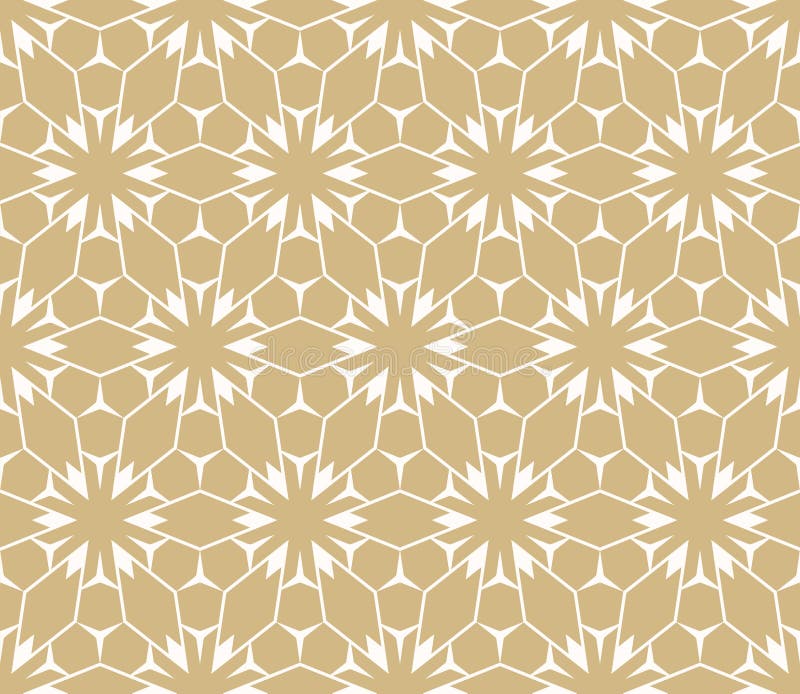 Vector Abstract Geometric Seamless Pattern. Luxury Golden Floral Grid ...