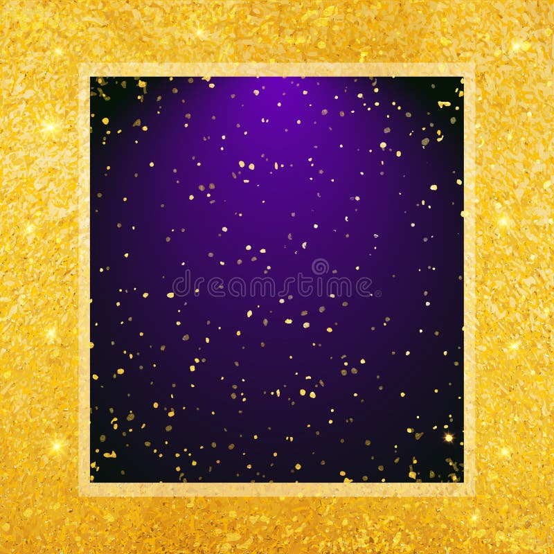Vector Abstract Glamour Background. Violet Frame on Shiny Golden ...