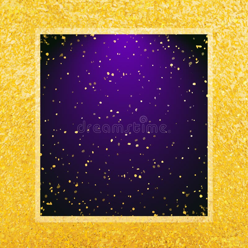 Vector Abstract Glamour Background. Violet Frame on Shiny Golden ...