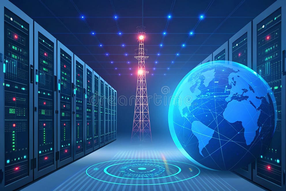 Vector Abstract Global Future Technology, Electric Telecom Background ...