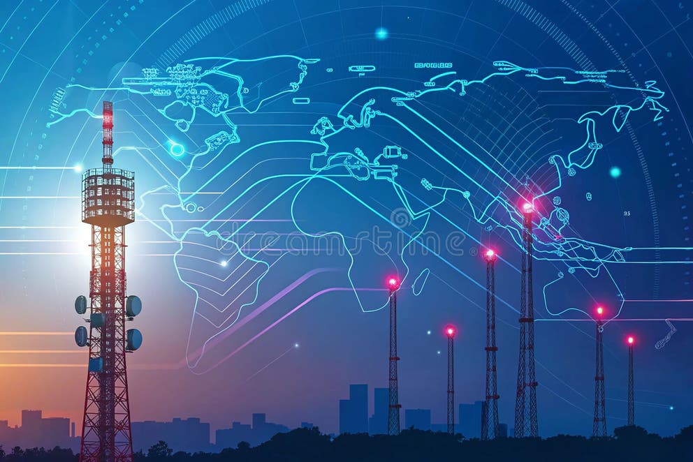 Vector Abstract Global Future Technology, Electric Telecom Background ...