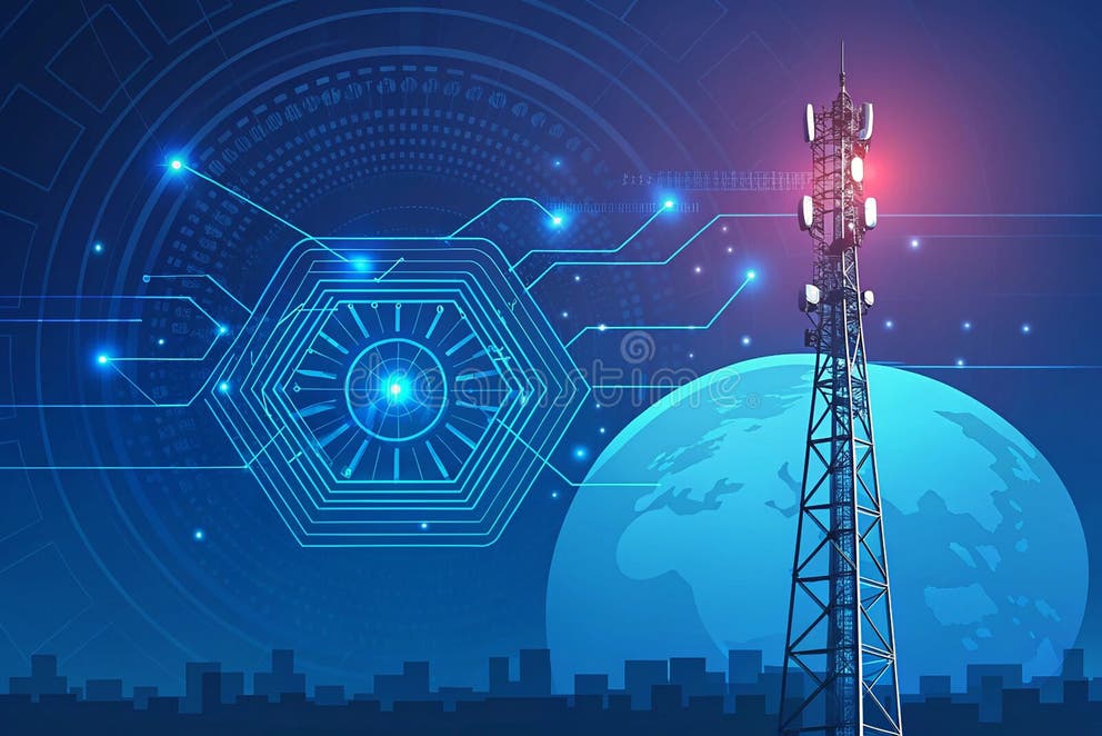 Vector Abstract Global Future Technology, Electric Telecom Background ...