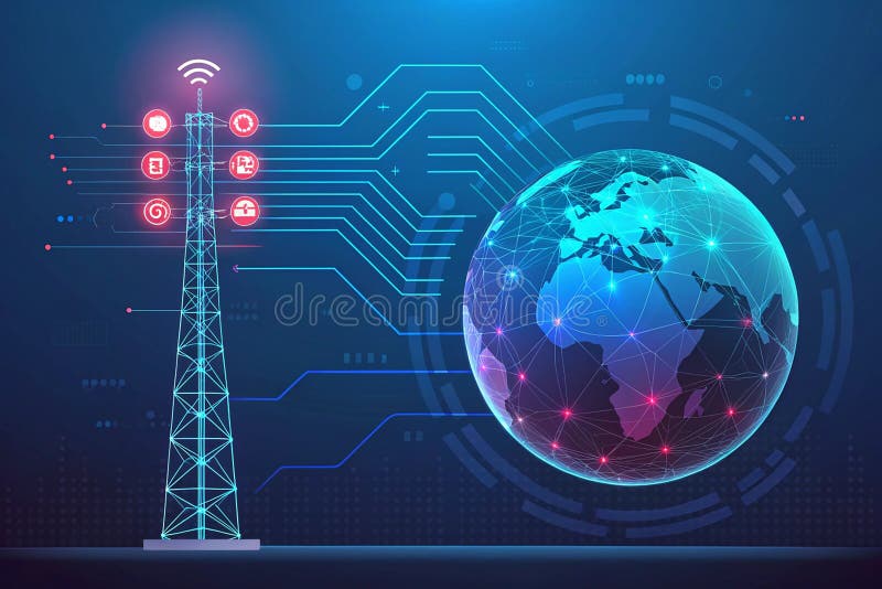 Vector Abstract Global Future Technology, Electric Telecom Background ...
