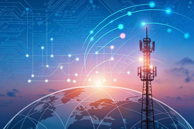 Vector Abstract Global Future Technology, Electric Telecom Background ...