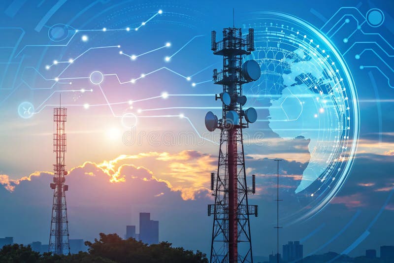 Vector Abstract Global Future Technology, Electric Telecom Background ...