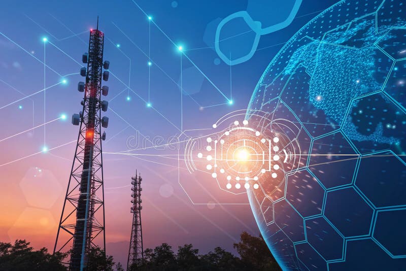 Vector Abstract Global Future Technology, Electric Telecom Background ...