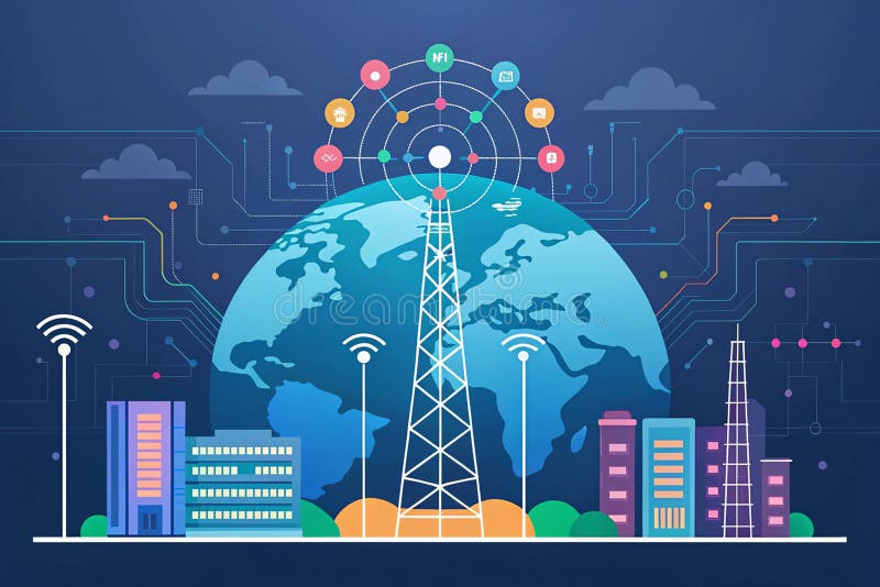 Vector Abstract Global Future Technology, Electric Telecom Background ...