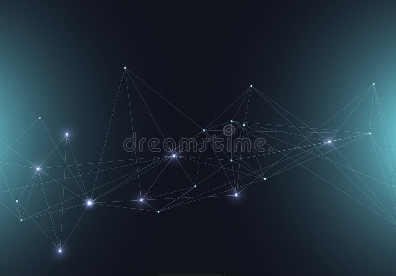 Vector Abstract Glowing Bright Molecules with Dots and Lines on ...