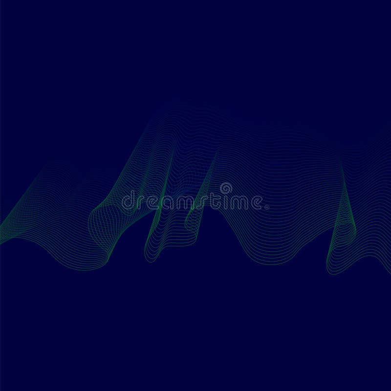 Vector Abstract Glowing Wave Lines on Dark Blue Background. Striped ...