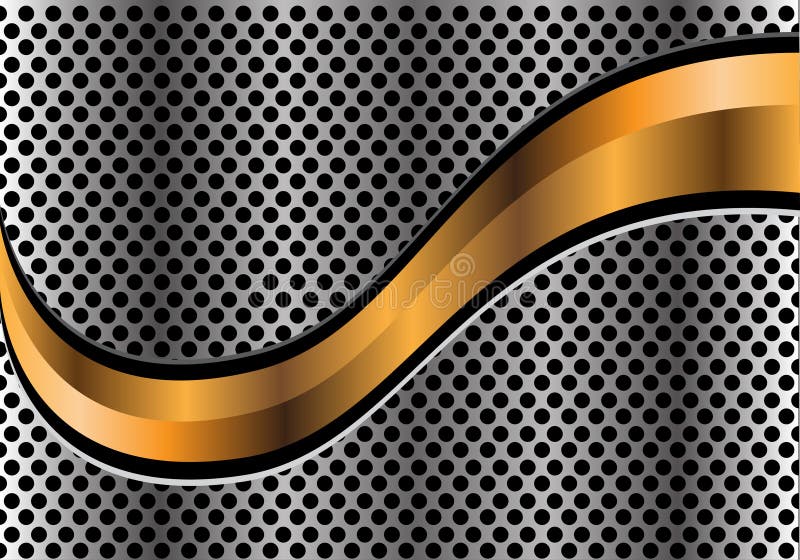Vector Abstract Gold Curve on Silver Circle Mesh. Stock Vector ...