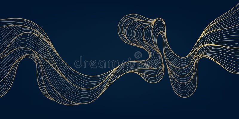 Vector Abstract Golden Wave on Dark Backgrounds. Thin Line Modern Premium Shape, Premium Curve ...