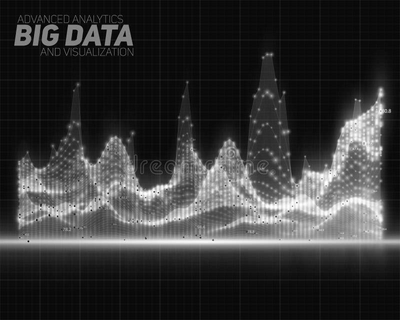 Vector Abstract Grayscale Big Data Visualization. Futuristic ...