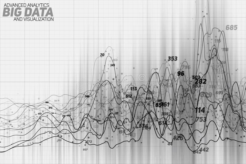 Vector Abstract Grayscale Financial Big Data Graph Visualization ...