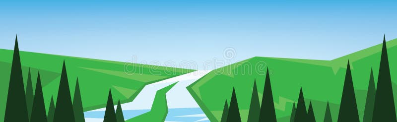 Vector Abstract Green Landscape with a River Stock Vector ...
