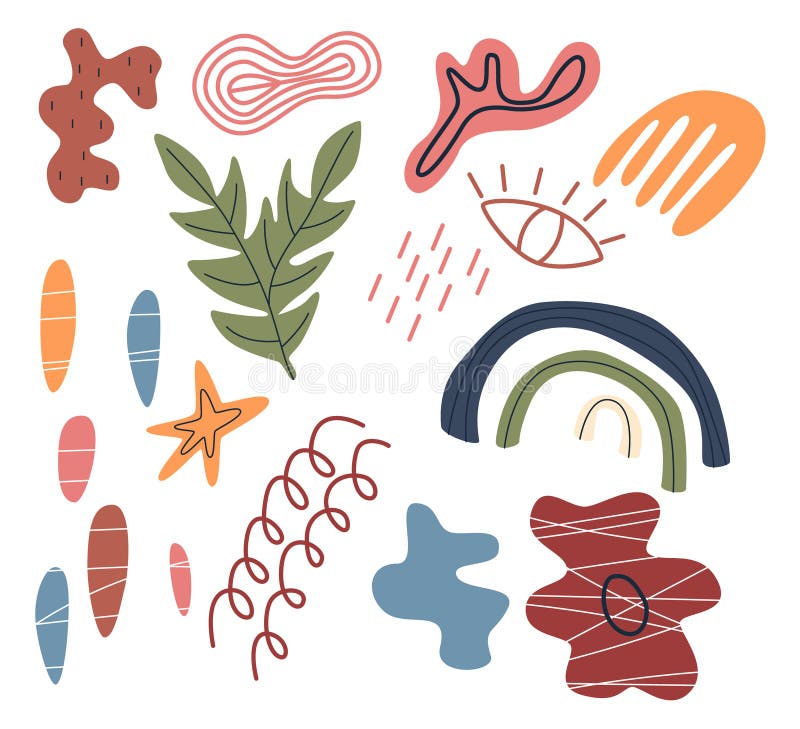 Vector Abstract Hand Drawn Set of Different Shapes and Doodles ...