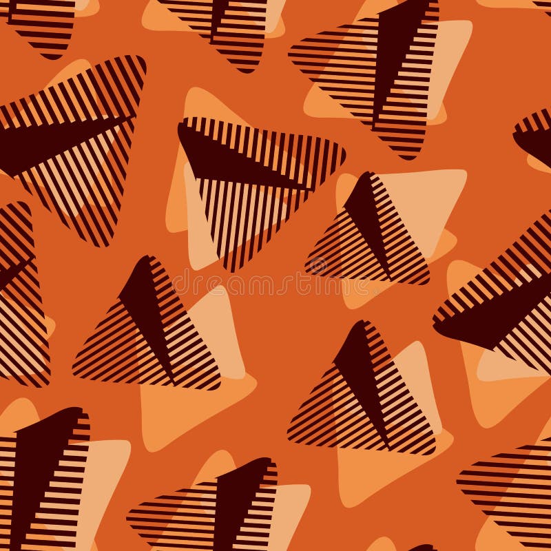 Vector Abstract Hand-drawn Triangles Overlay Seamless Pattern Orange ...