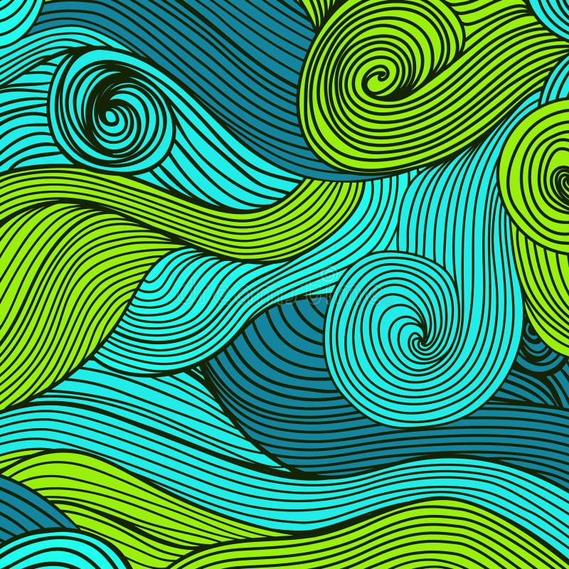 Vector Abstract Hand-drawn Waves Texture, Wavy Background. Color Stock ...