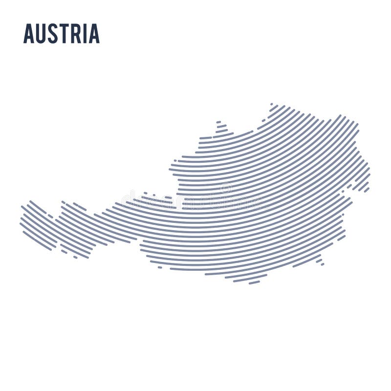 Vector Abstract Hatched Map of Austria with Curve Lines Isolated on a ...