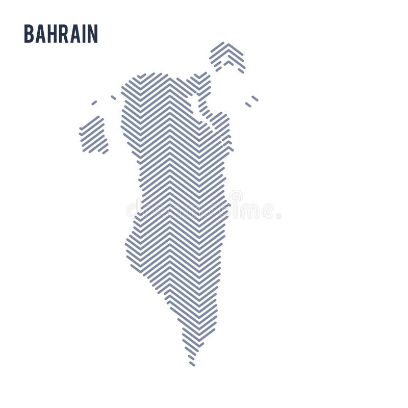 Vector Abstract Hatched Map of Bahrain Isolated on a White Background ...