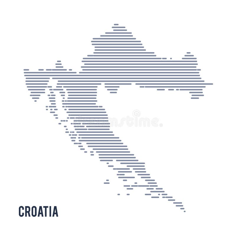 Vector Abstract Hatched Map of Croatia with Lines Isolated on a White ...