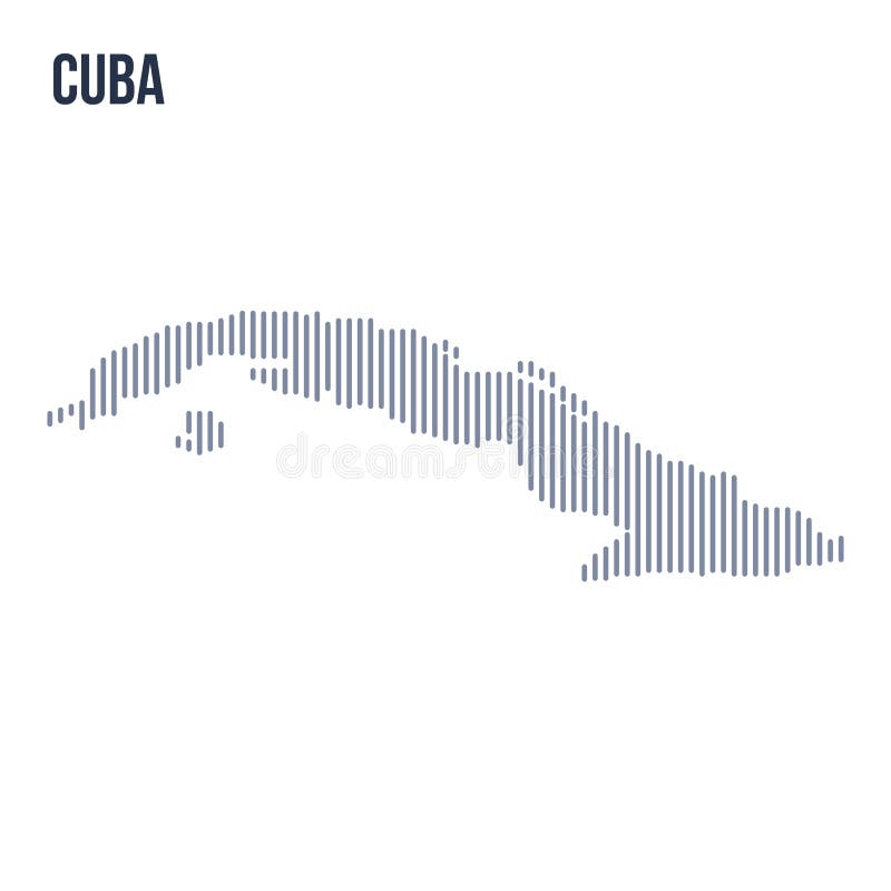 Vector Abstract Hatched Map of Cuba with Vertical Lines Isolated on a ...