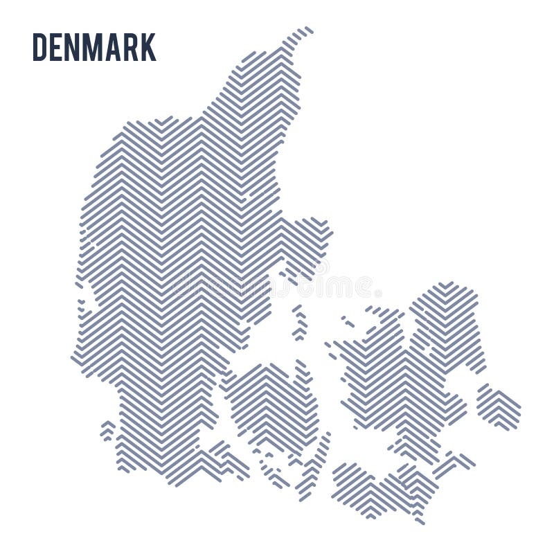 Vector Abstract Hatched Map of Denmark Isolated on a White Background ...