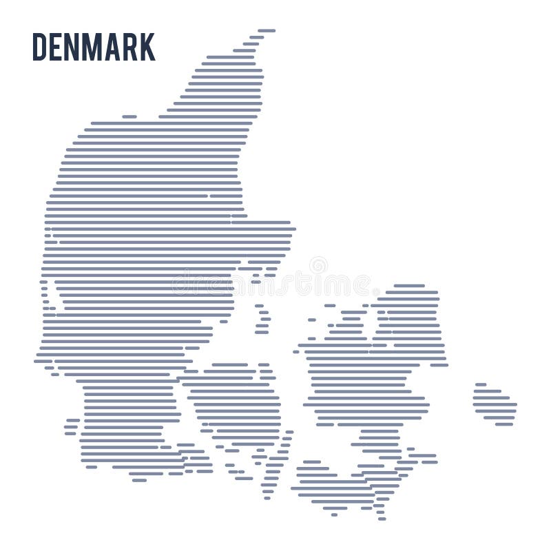 Vector Abstract Hatched Map of Denmark with Lines Isolated on a White ...
