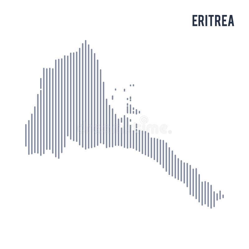 Vector Abstract Hatched Map Of Eritrea With Vertical Lines Isolated On A White Background Stock
