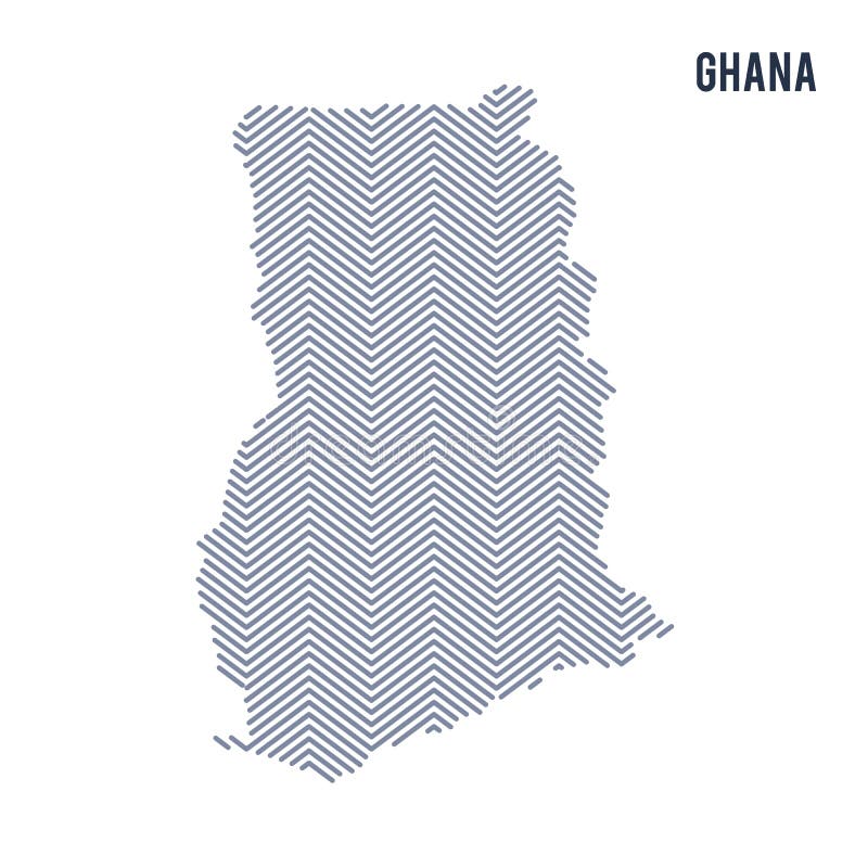 Vector Abstract Hatched Map of Ghana Isolated on a White Background ...