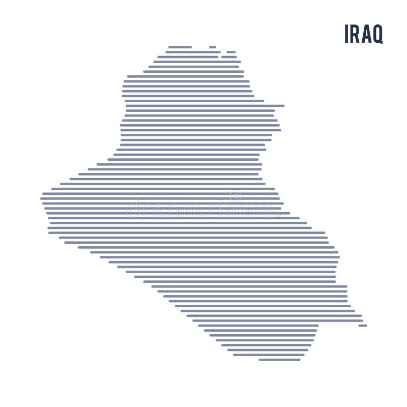 Vector Abstract Hatched Map of Iraq with Lines on a White Background ...