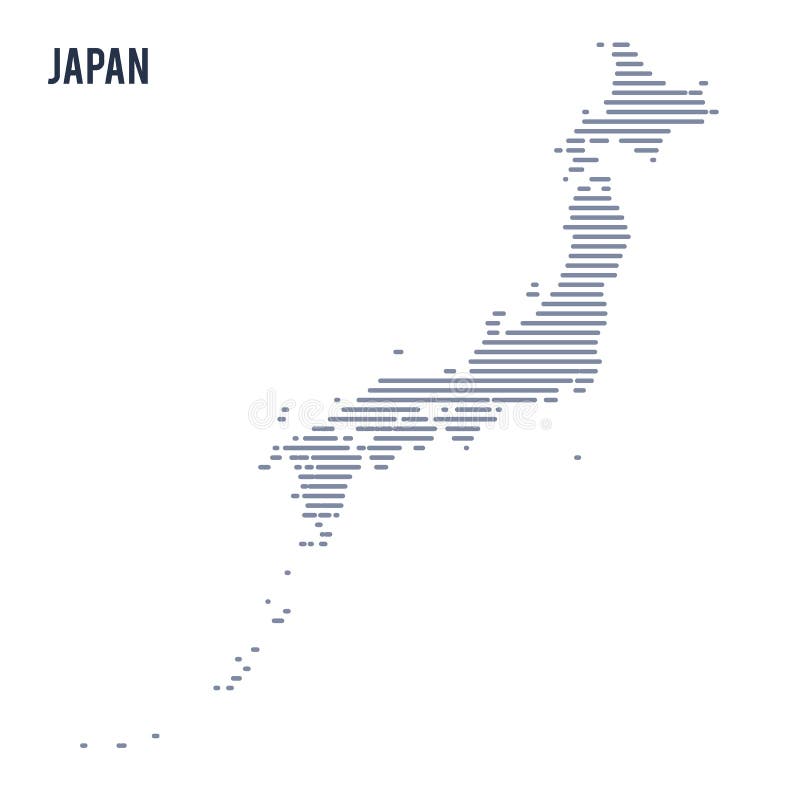 Vector Abstract Hatched Map of Japan with Lines on a White Background ...
