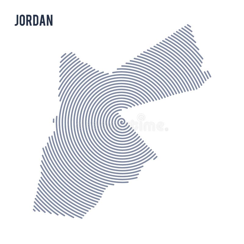 Vector Abstract Hatched Map of Jordan with Spiral Lines Isolated on a ...