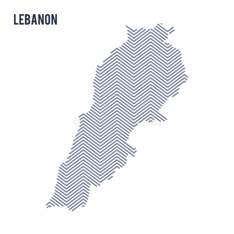 Vector Abstract Hatched Map of Lebanon Isolated on a White Background ...