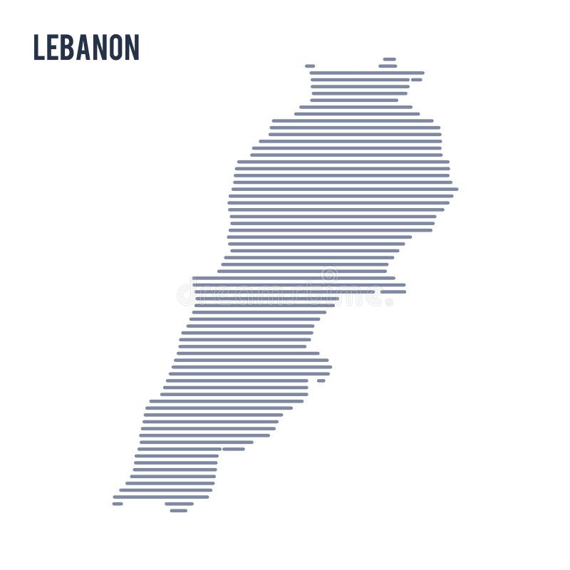Vector Abstract Hatched Map of Lebanon with Lines on a White Background ...