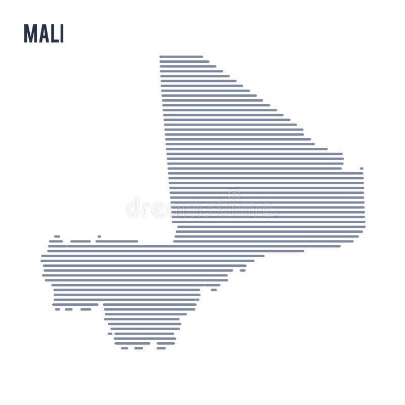 Vector Abstract Hatched Map of Mali with Lines Isolated on a White ...