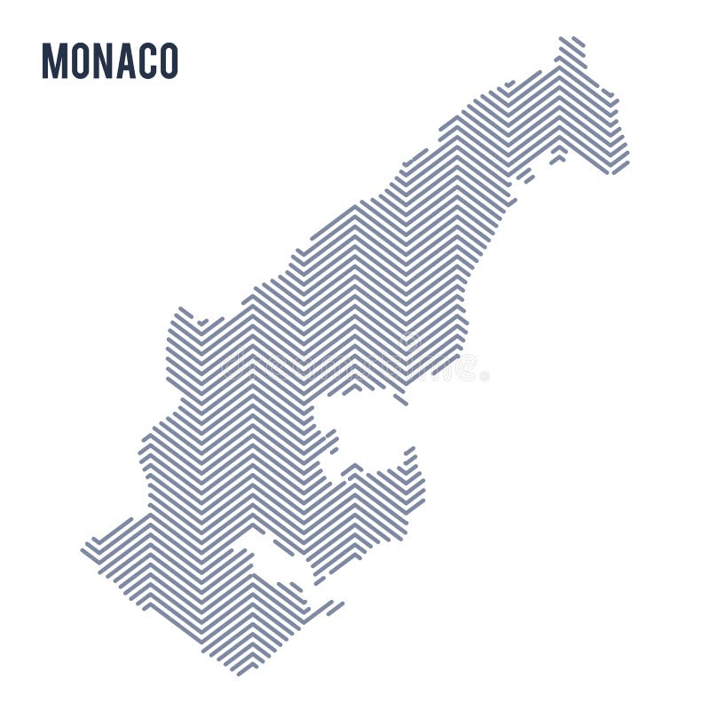 Vector Abstract Hatched Map of Monaco Isolated on a White Background ...