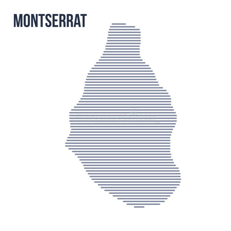 Vector Abstract Hatched Map of Montserrat with Horizontal Lines ...